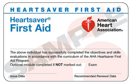 Heartsaver First Aid Card | Robeson EMS